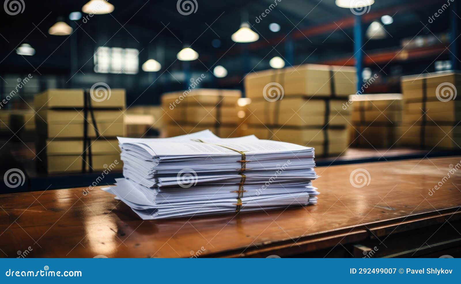 Warehouse Accounting, Stacks of Paper Reports. Stock Image - Image of ...