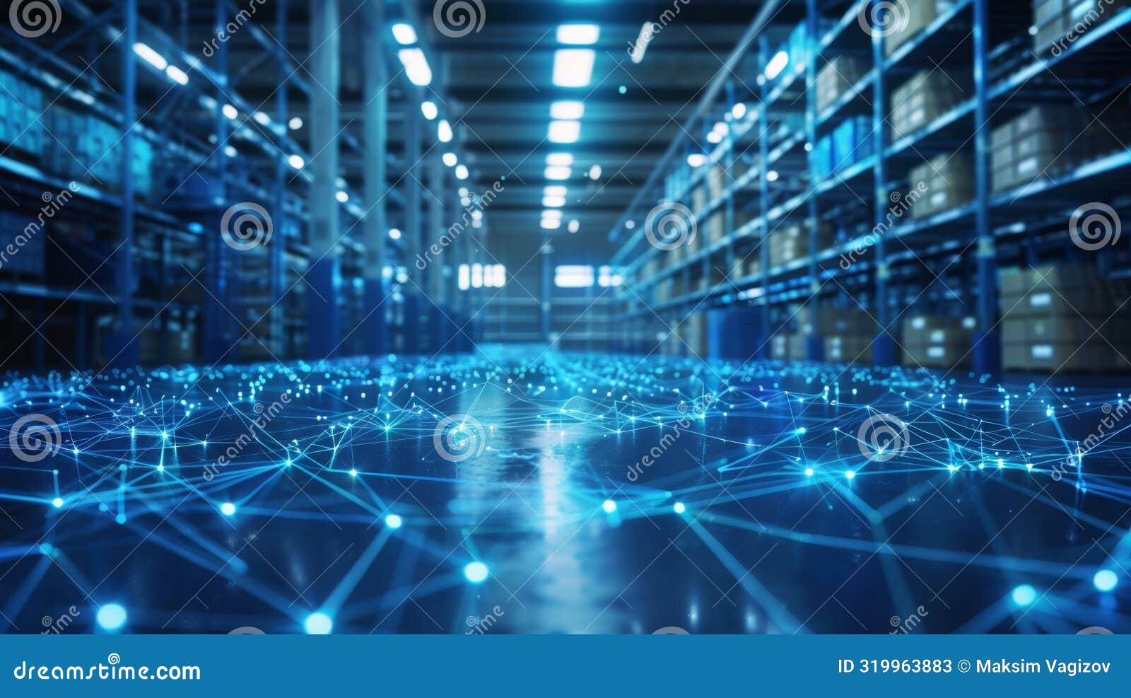 Warehouse with Advanced Technology and Network Visualization ...