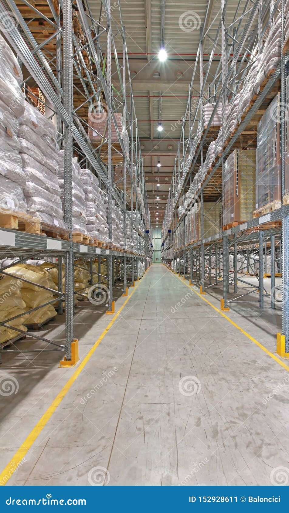 Warehouse Aisle stock image. Image of depot, industrial - 152928611
