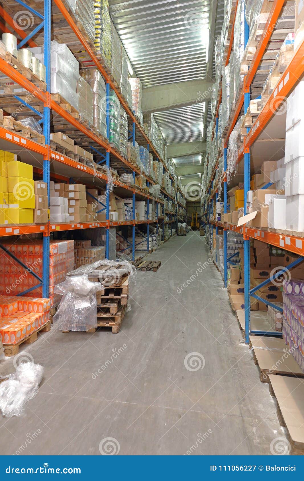 Warehouse Aisle stock image. Image of transportation - 111056227