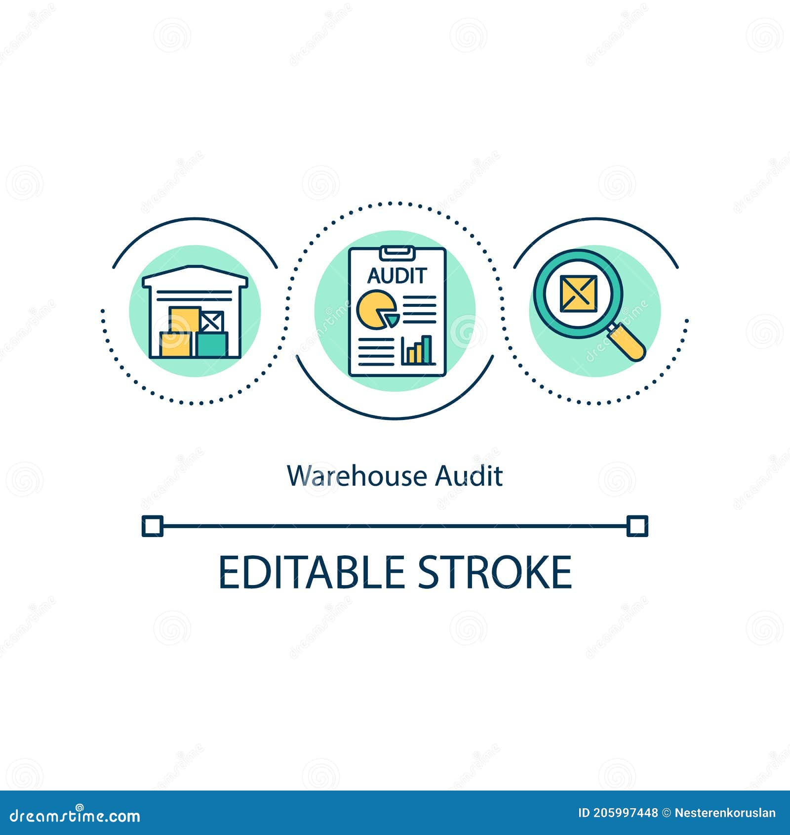 Warehouse Audit Concept Icon Stock Vector - Illustration of linear ...
