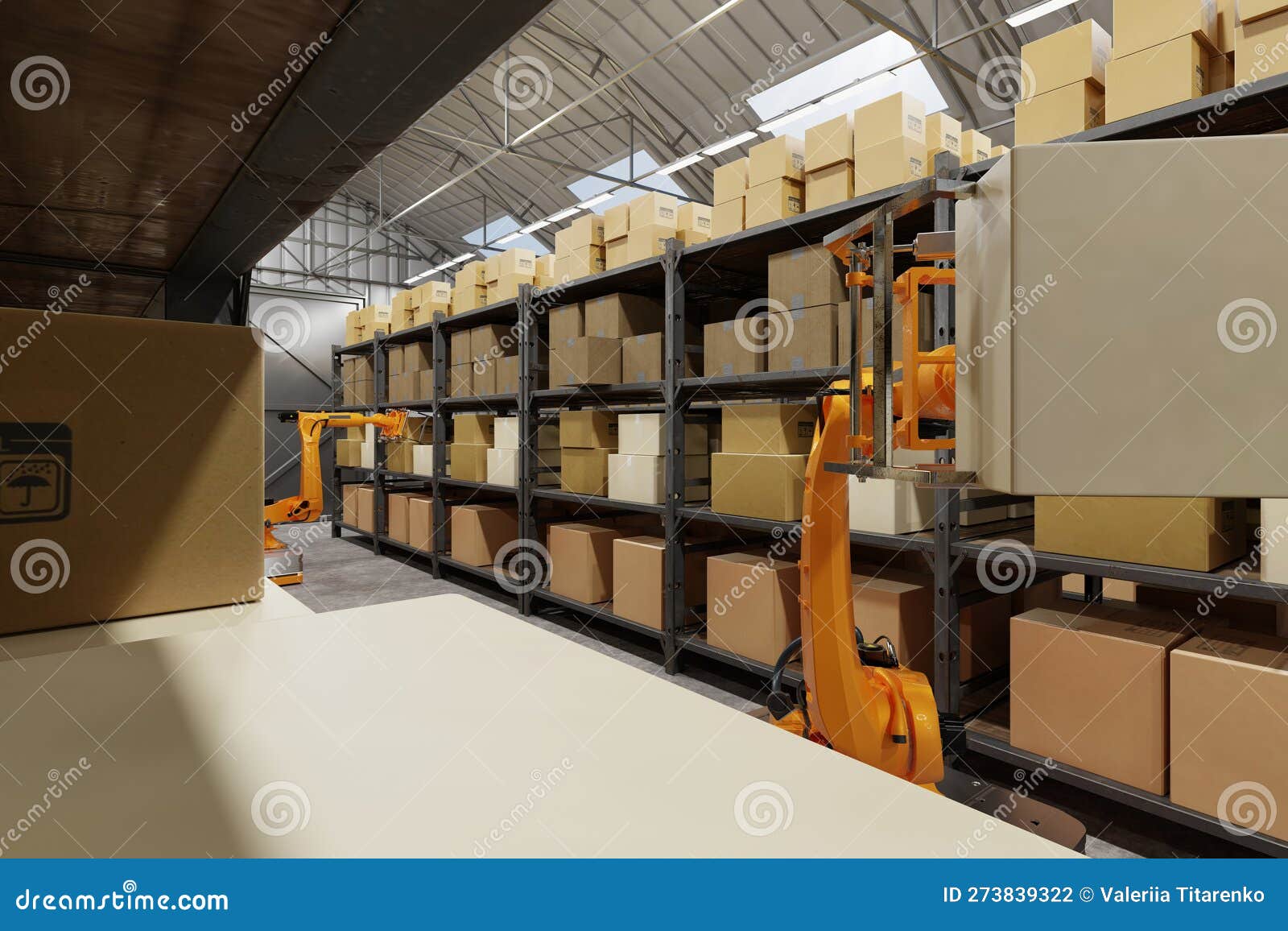 Warehouse Automatic Robots Loading And Unloading Of Boxes And Goods