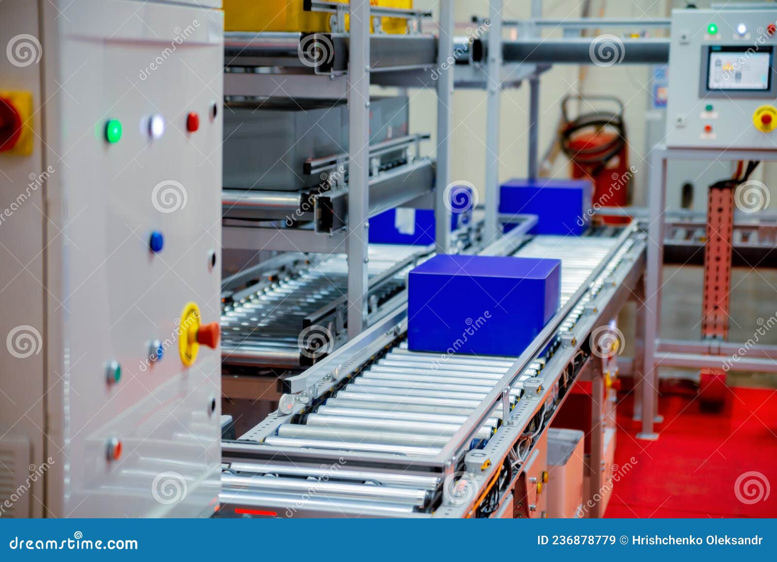 Warehouse Automation. Automated Conveyor Lines with Robotic Manipulator ...
