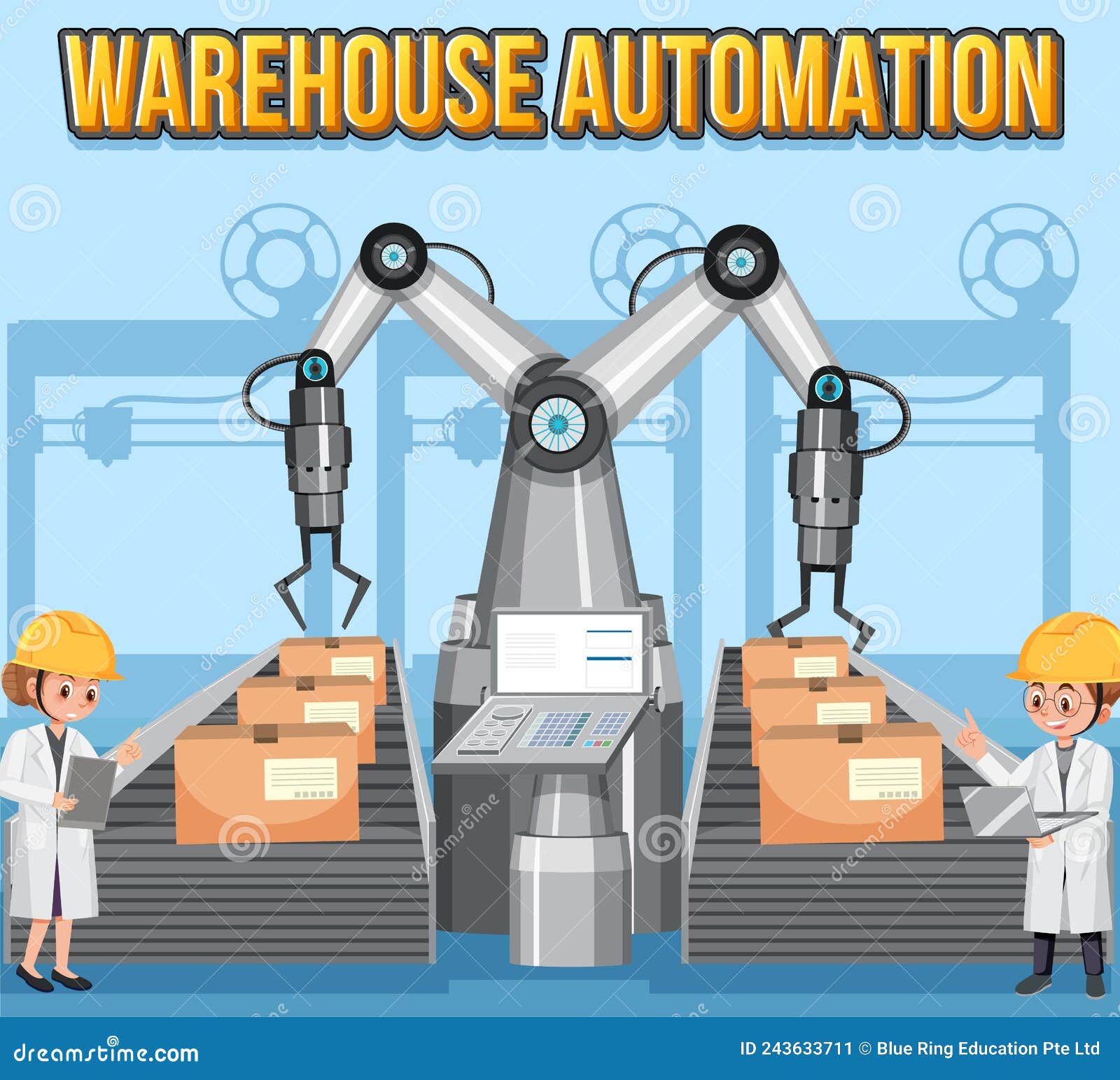 Warehouse Automation Banner Design Stock Vector - Illustration of eps10 ...