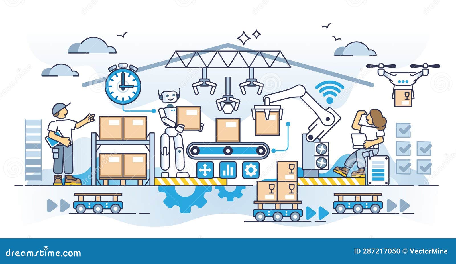 Warehouse Automation Line Icons Collection. Robotics, Drs, Artificial ...