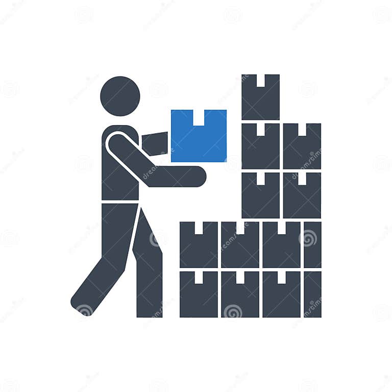 Warehouse Box Stacking Icon Stock Illustration - Illustration of worker ...