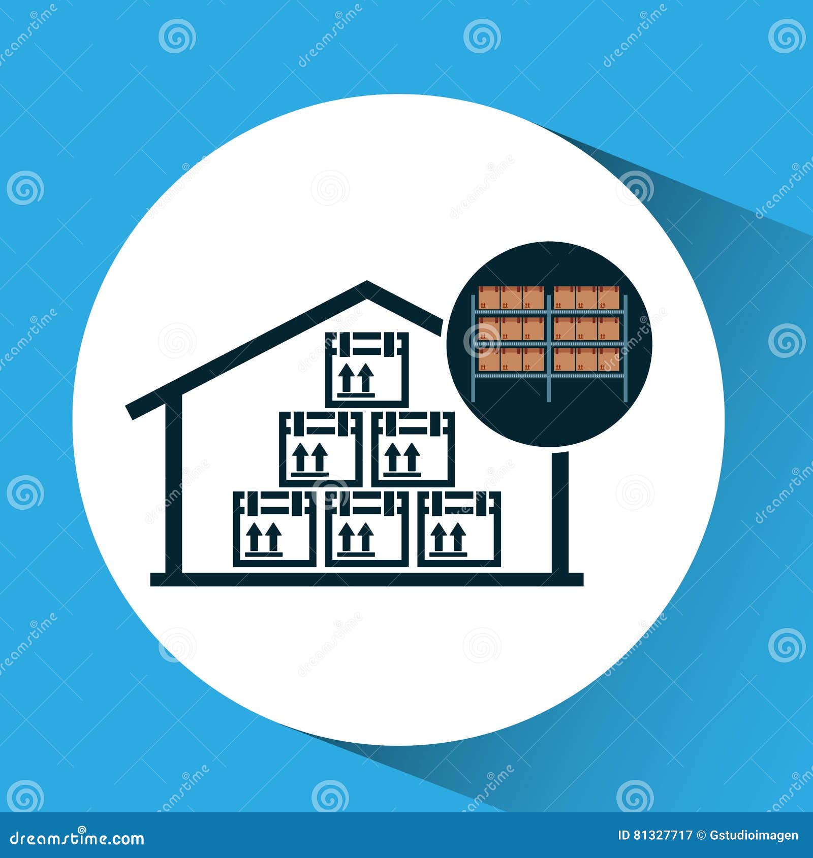 Warehouse box storage icon stock vector. Illustration of forklift ...