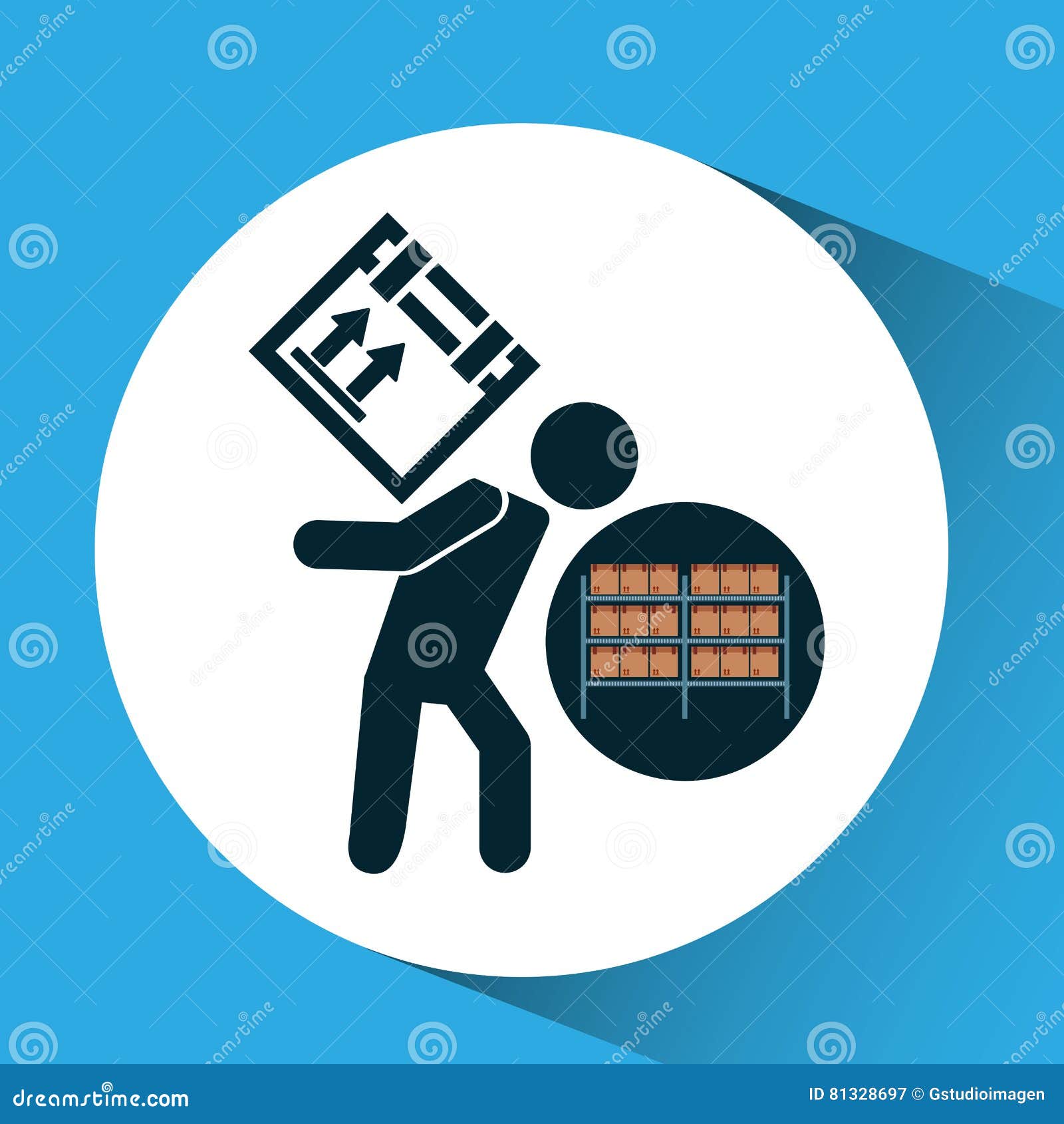 Warehouse Box Worker Design Icon Stock Vector - Illustration of ...
