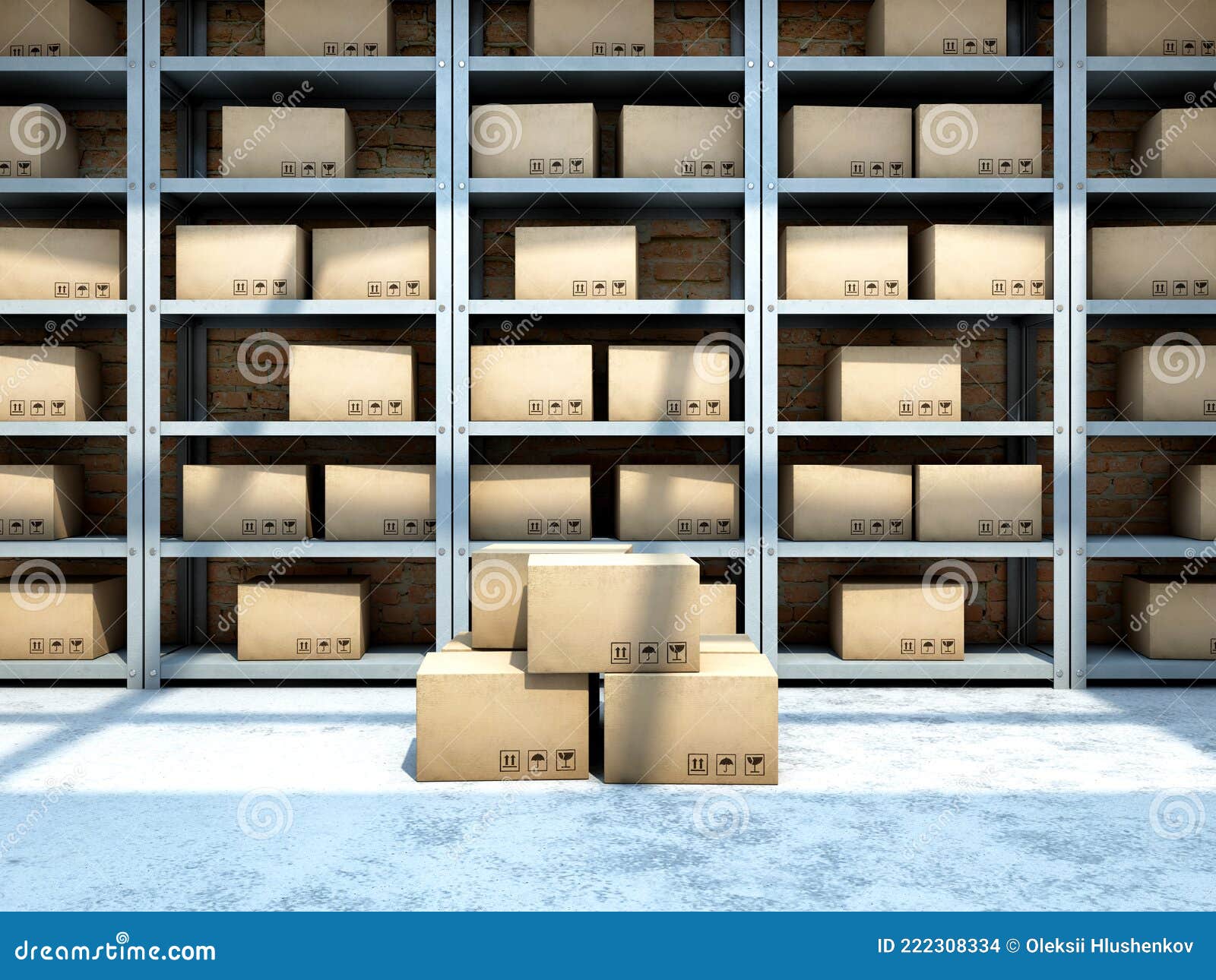 Warehouse With Boxes On Racks Royalty-Free Illustration | CartoonDealer ...