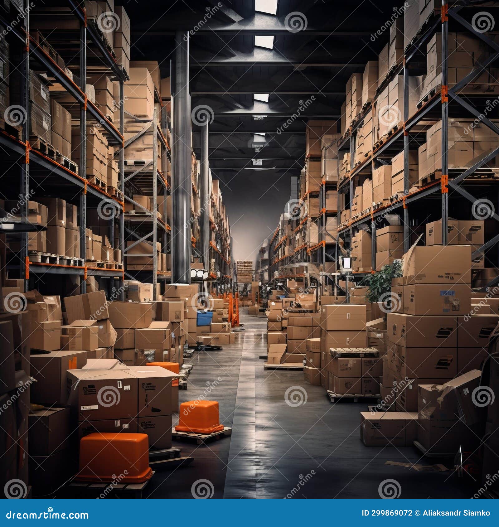 A Warehouse with Boxes on Shelves Stock Photo - Image of package ...