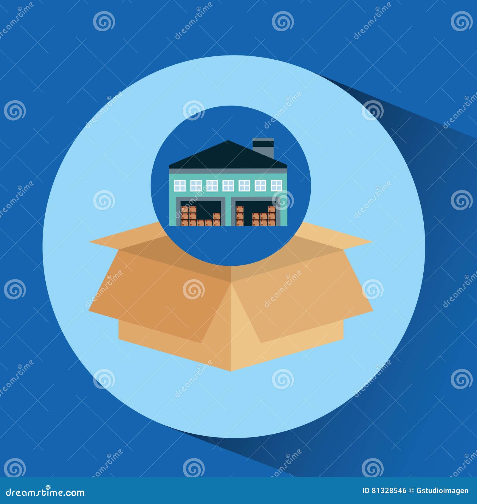 Warehouse Building Cardboard Box Stock Vector - Illustration of icon ...