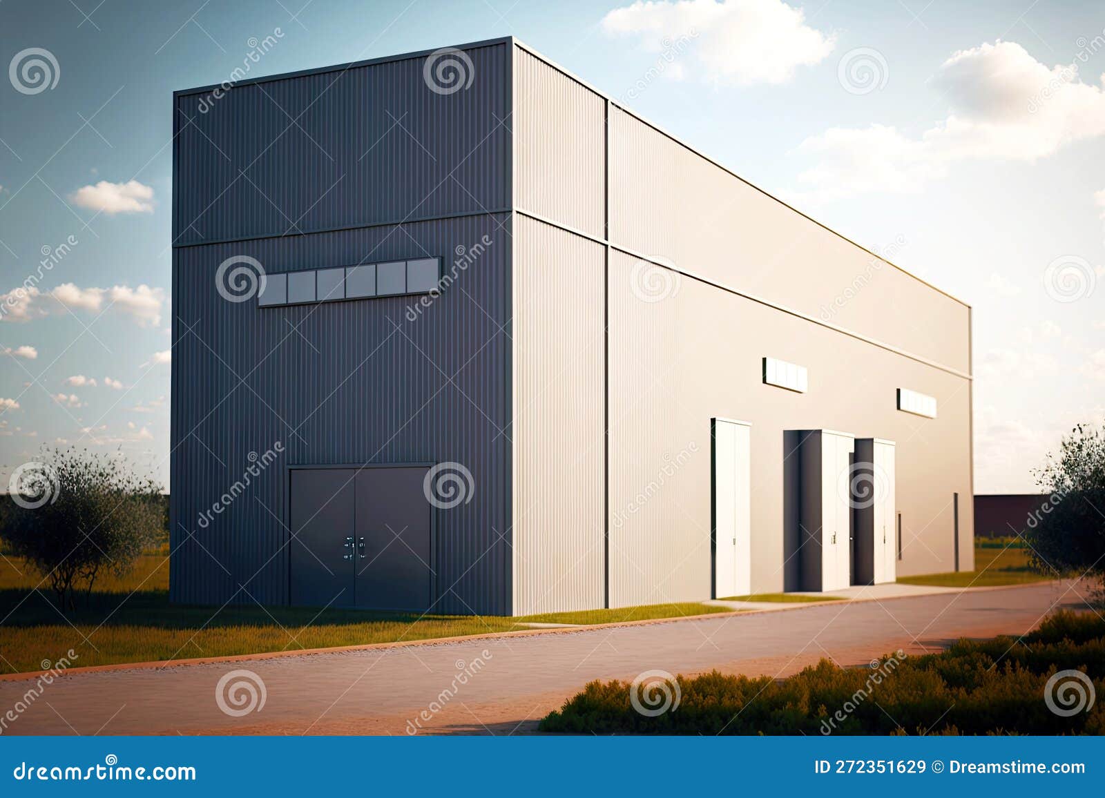 Warehouse Building for Cargo Storage Outside View Stock Illustration ...