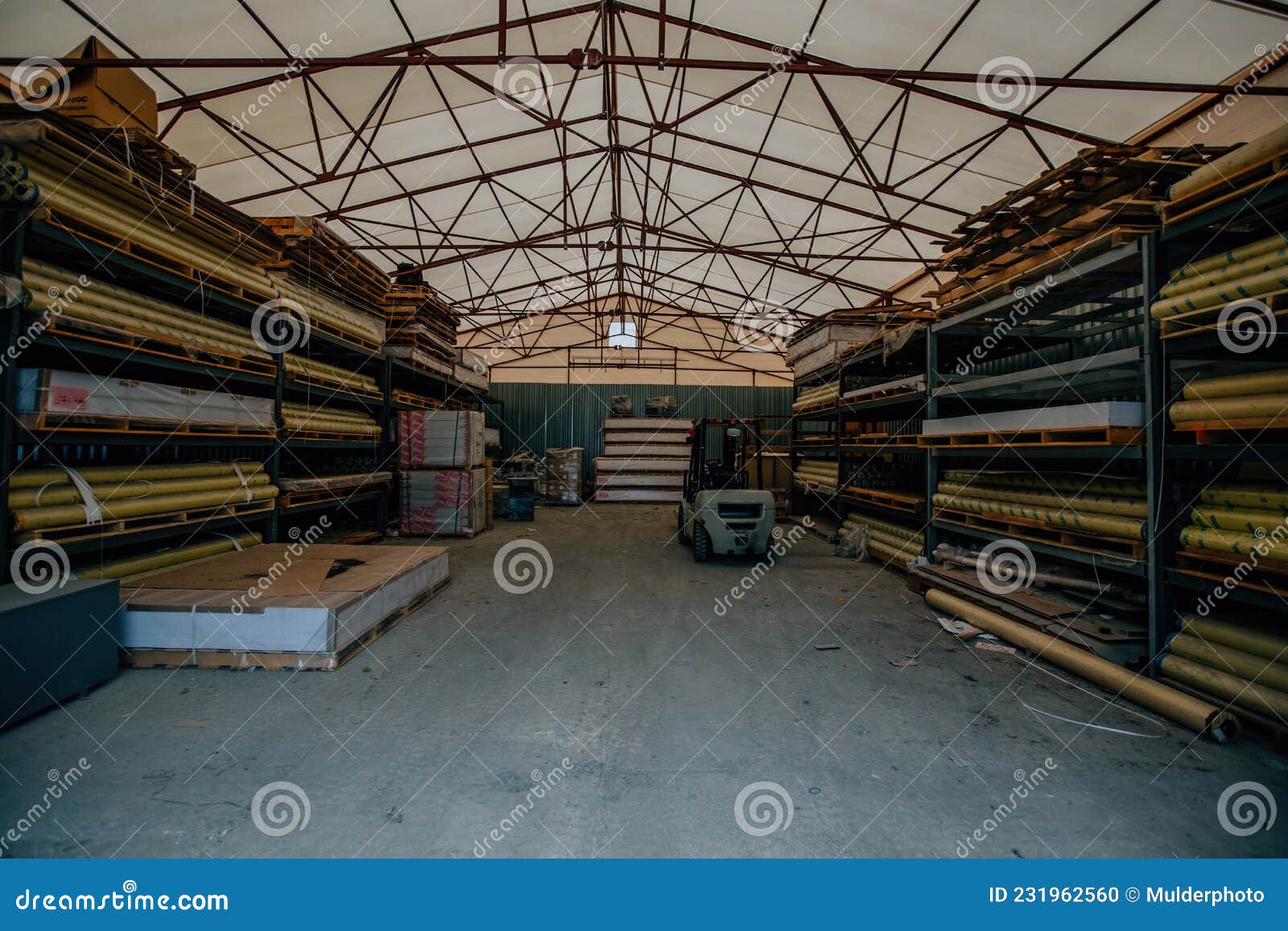 Warehouse with Building and Construction Materials Stock Photo - Image ...