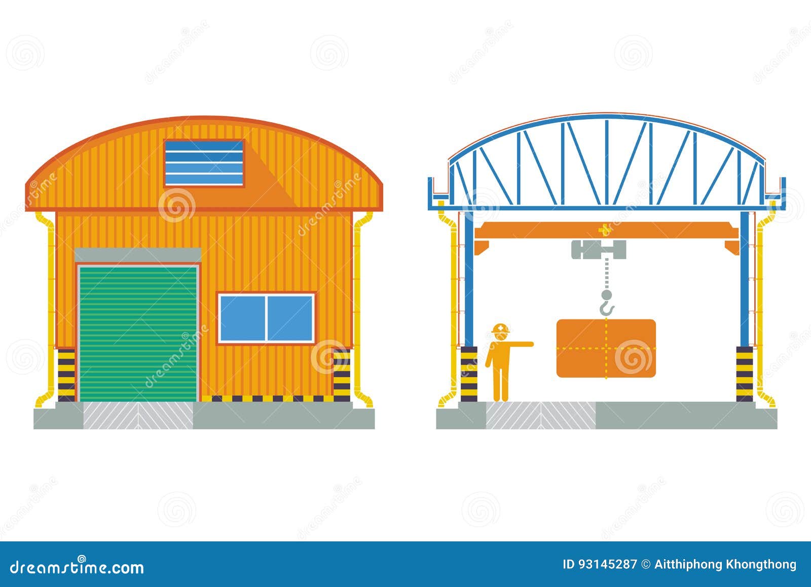 Warehouse Building, Cross Section Factory ,vector Illustration Stock ...
