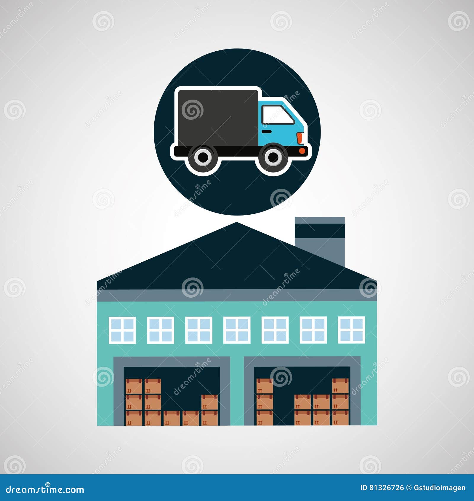 Warehouse Building Delivery Van Service Stock Vector - Illustration of ...