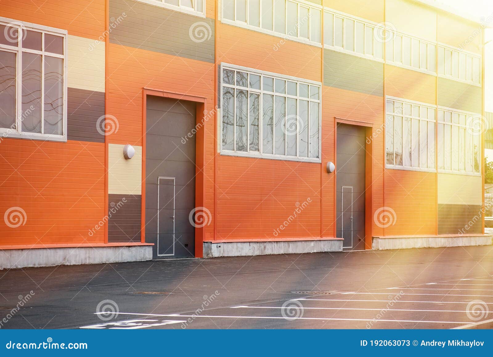 Warehouse Building with Lifting Gates for Entering Trucks Stock Image ...