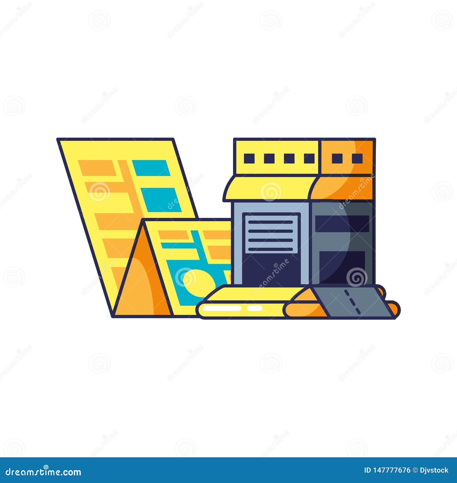 Warehouse Building with Map Guide Location Stock Illustration ...
