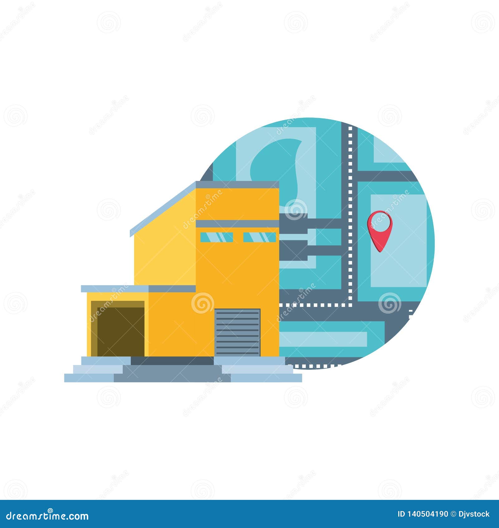 Warehouse Building with Map Guide Stock Vector - Illustration of frame ...