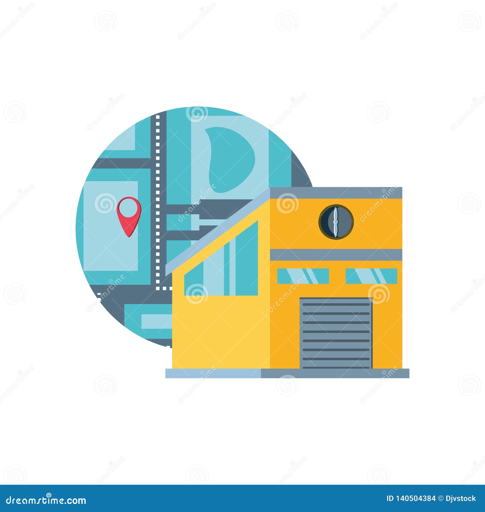 Warehouse Building with Map Guide Stock Vector - Illustration of guide ...