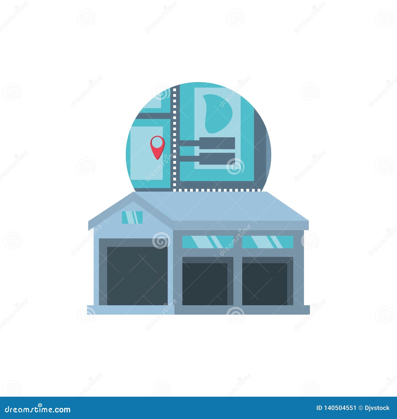 Warehouse Building with Map Guide Stock Vector - Illustration of ...