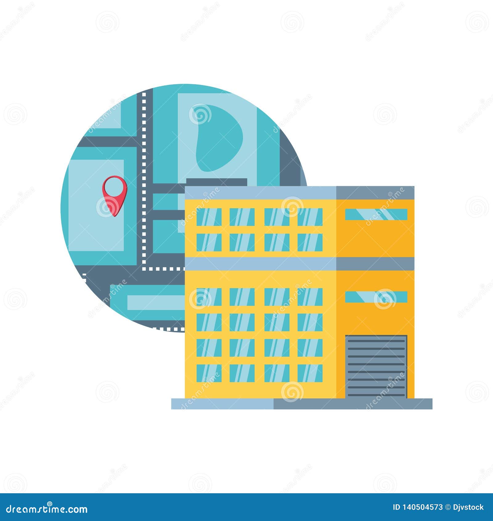 Warehouse Building with Map Guide Stock Vector - Illustration of ...