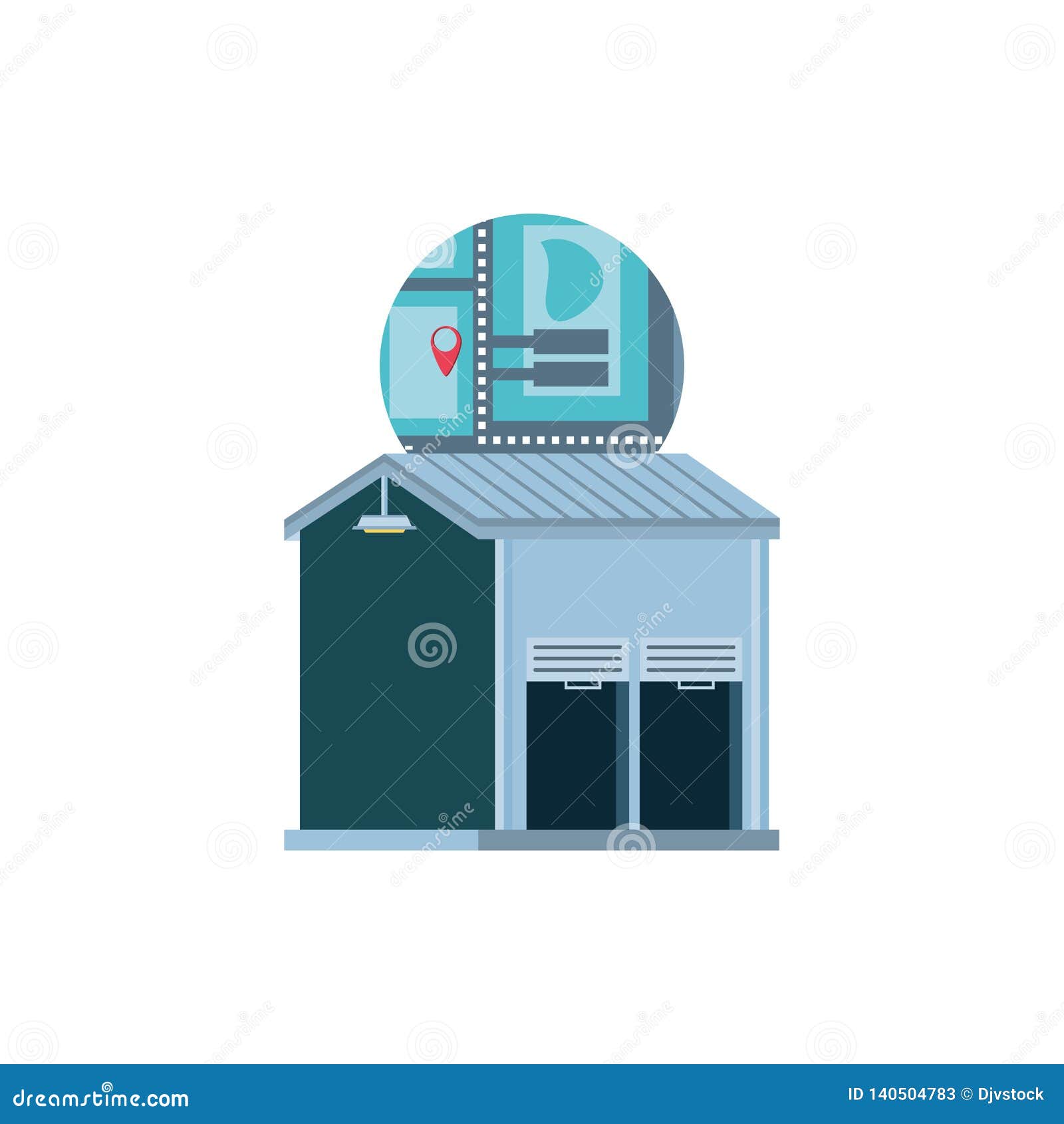 Warehouse Building with Map Guide Stock Vector - Illustration of ...