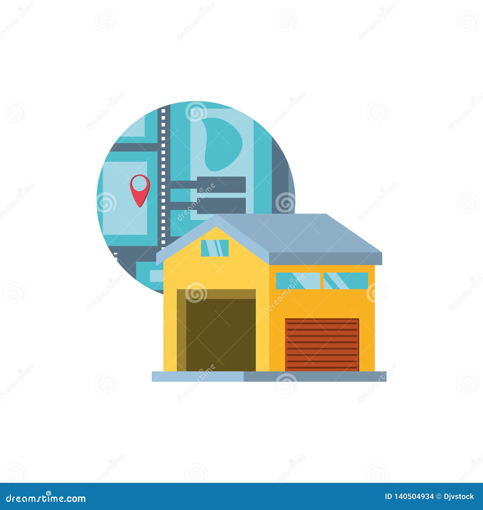 Warehouse Building with Map Guide Stock Vector - Illustration of design ...