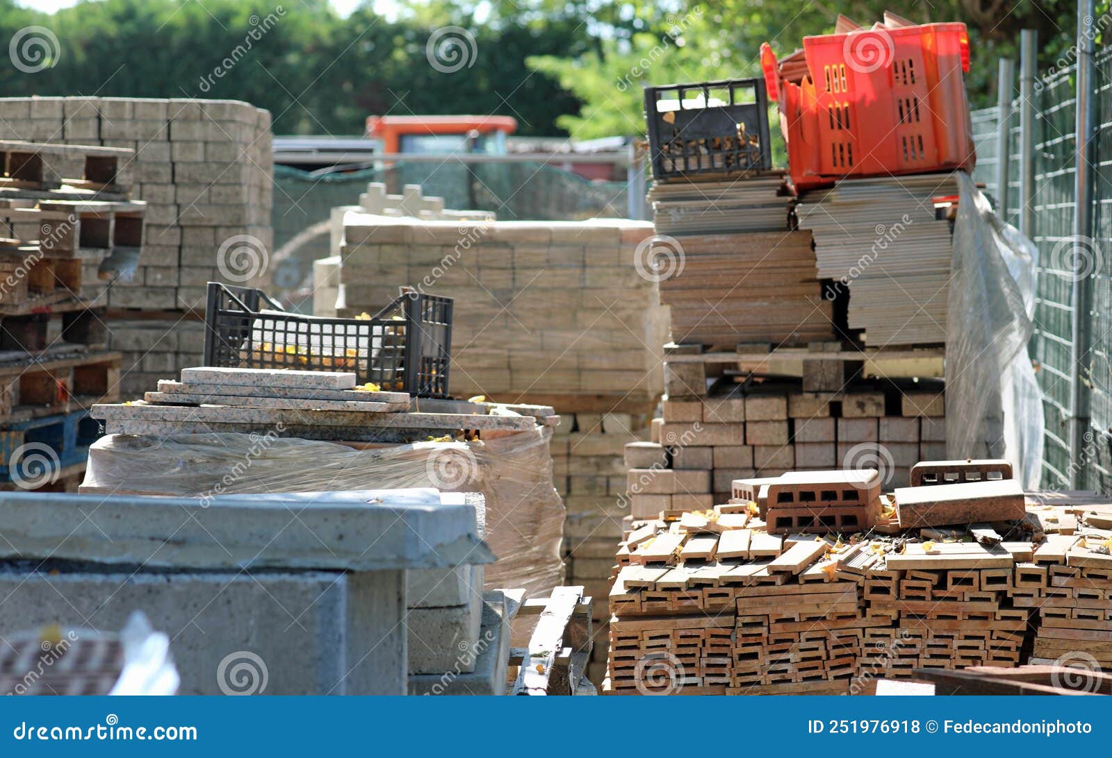 Warehouse of Building Material with Bricks, Tiles and Other Conc Stock ...
