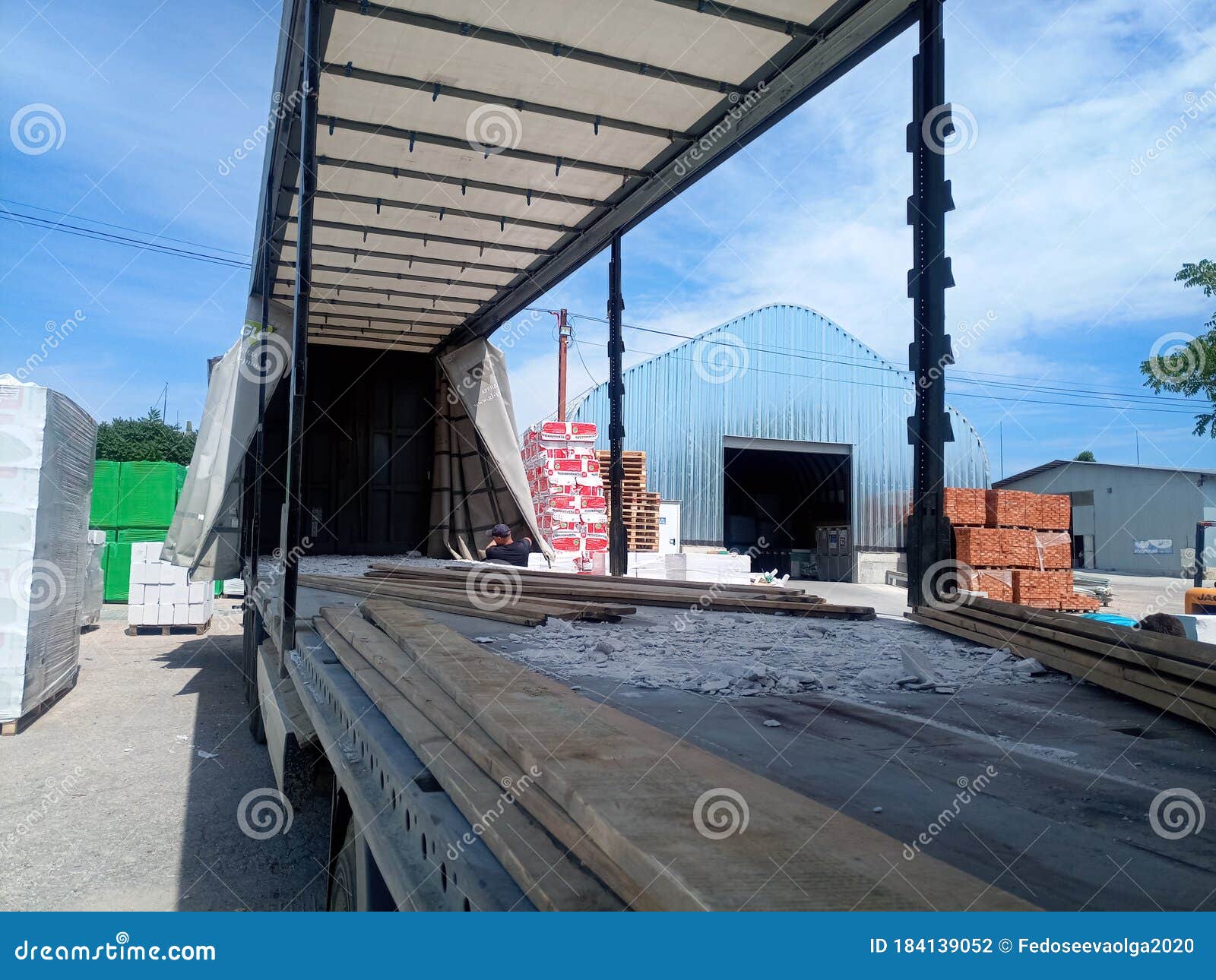 Warehouse of Building Materials. Building Base, Metal, Wood and Blocks ...