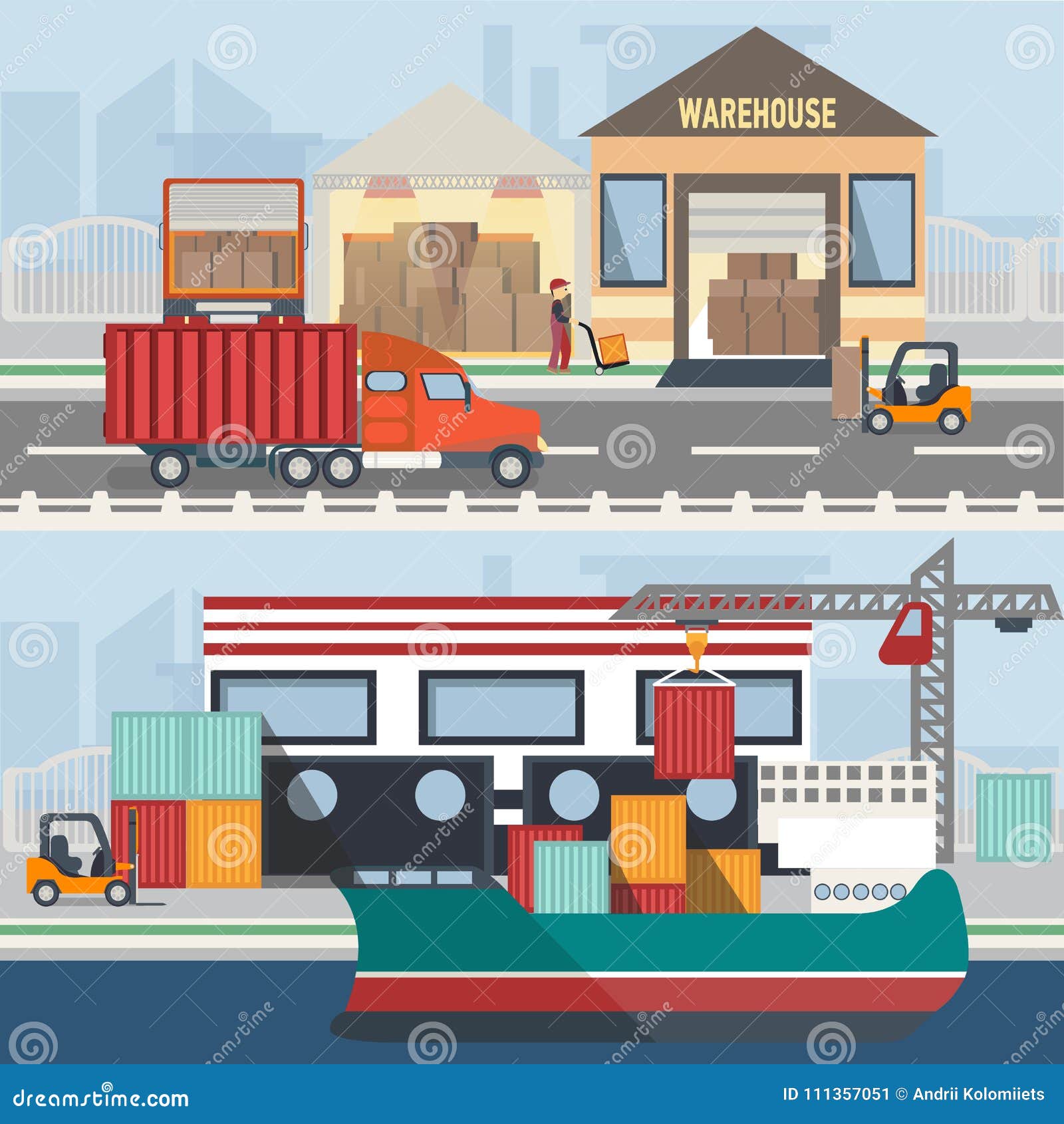 Warehouse Building and Shipping Process Stock Vector - Illustration of ...