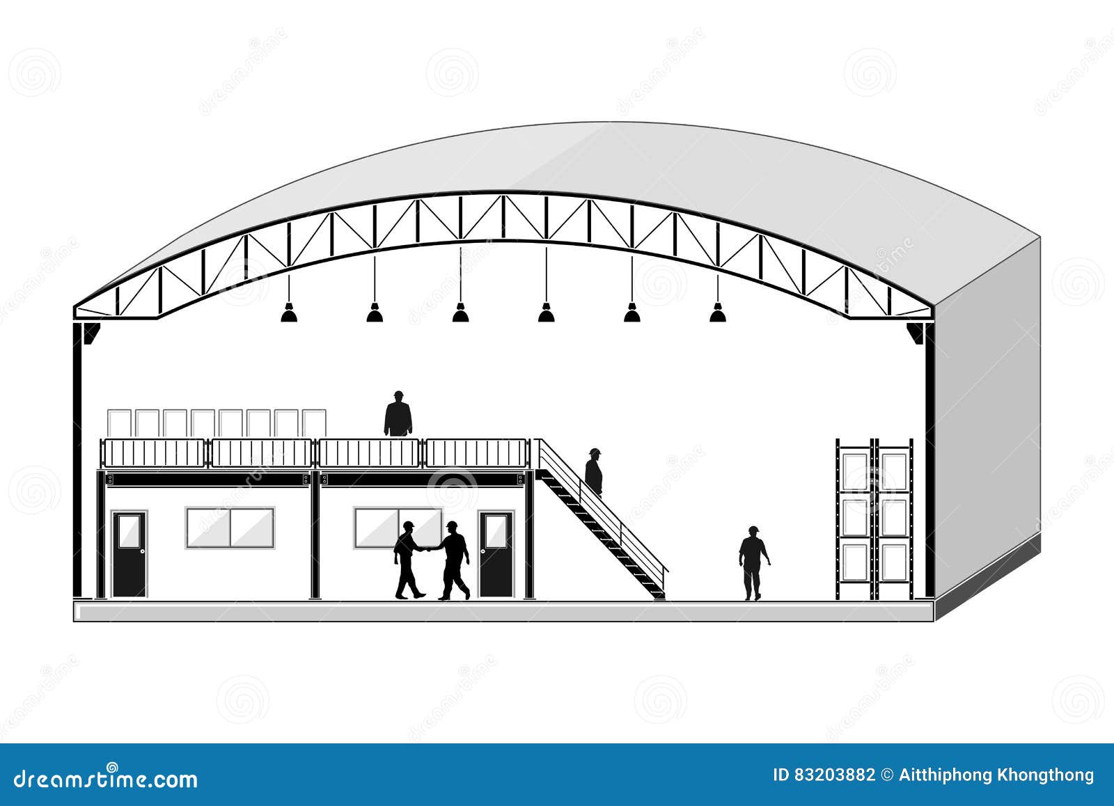 Warehouse Building, Storage Section,roofing Design Vector Illustration ...