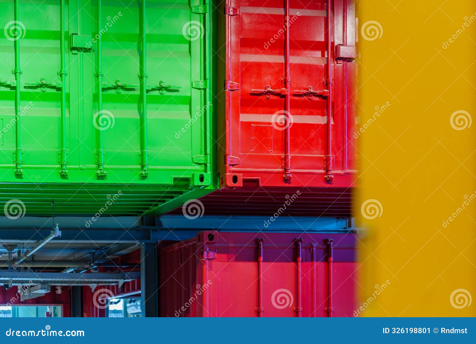 Warehouse Building with Various Colorful Shipping Containers Stock ...
