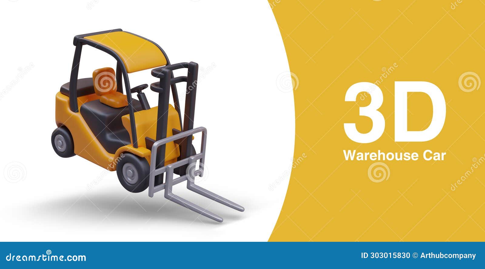 Cargo Loader. Construct Yellow Car For Building Company Unloading And Loading Dangerous Pallet ...