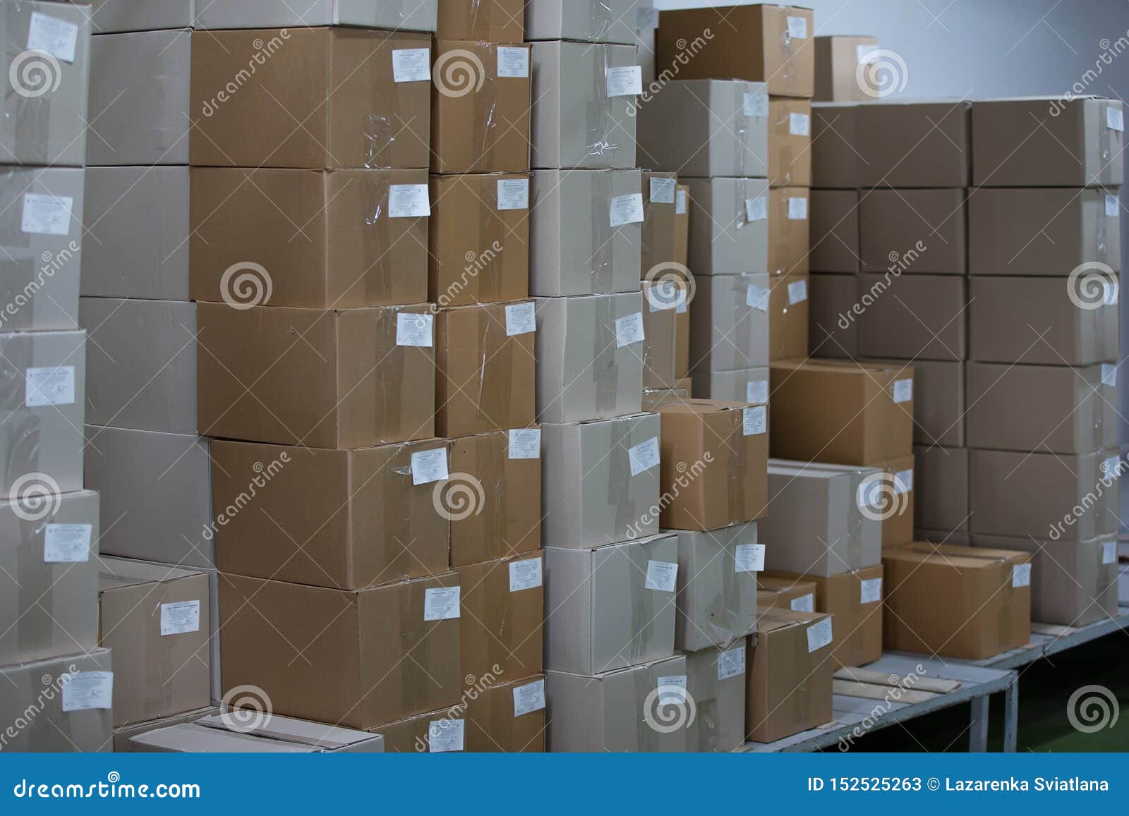 Warehouse with Cardboard Boxes Stock Image - Image of manufacturing ...