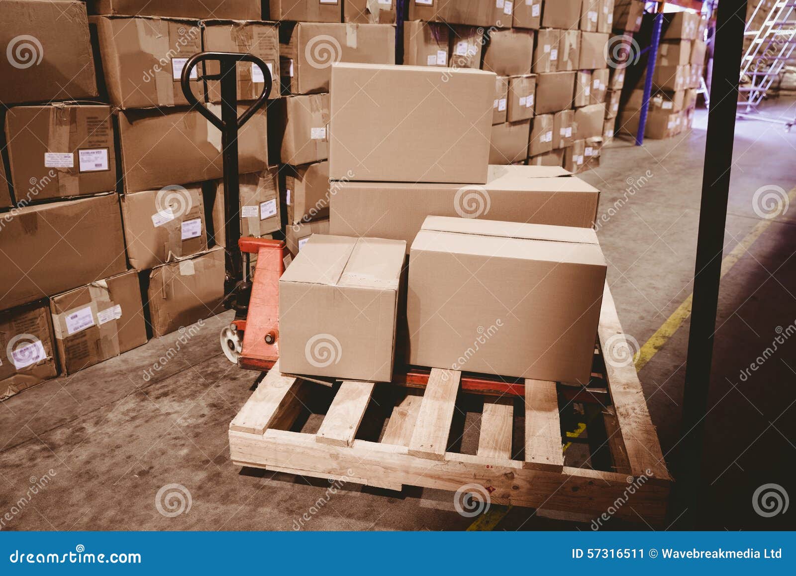 Warehouse with Cardboard Boxes Stock Image - Image of commercial, store ...