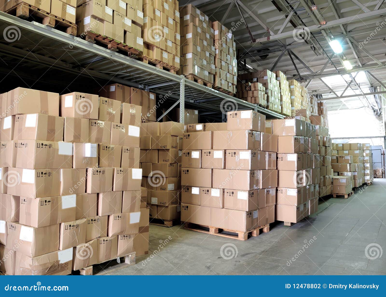 Warehouse with cardboxes stock photo. Image of warehouse - 12478802