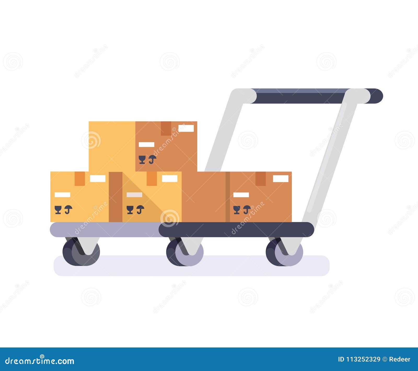 Warehouse Cart Cart with Delivery Boxes Vector Illustration in Flat ...