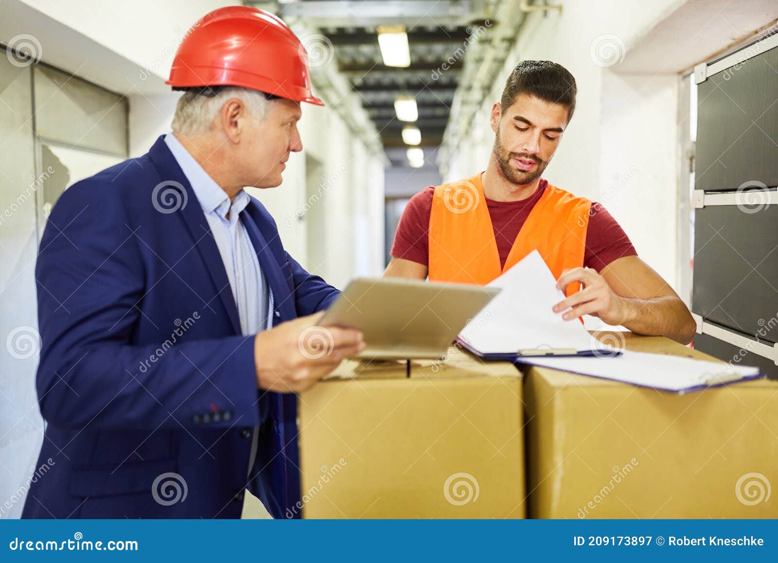 Warehouse Clerk and Foreman Check Delivery Stock Image - Image of ...