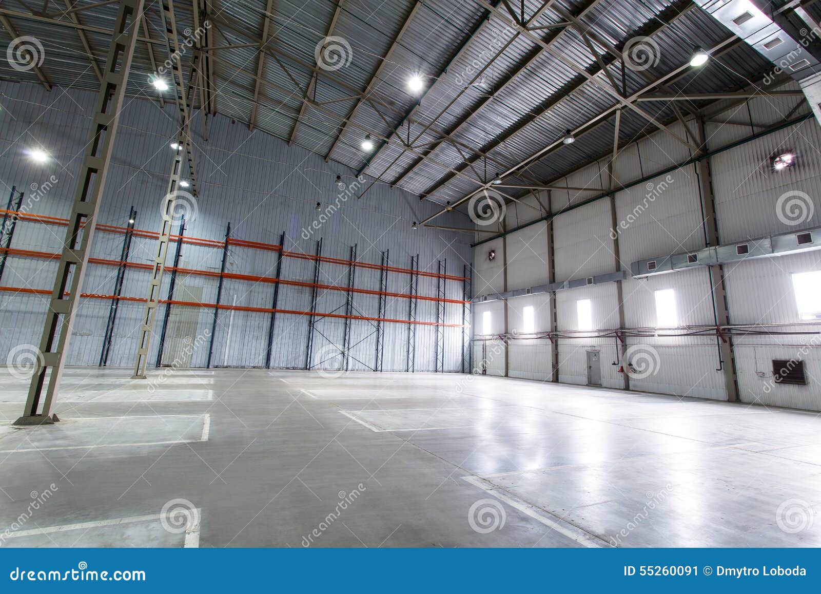 Warehouse stock image. Image of hall, floor, high, inside - 55260091