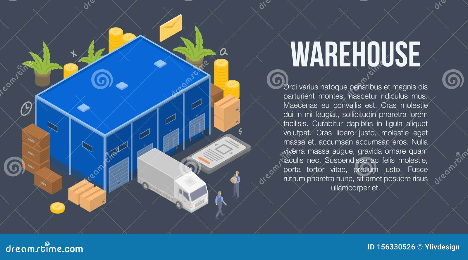 Warehouse Concept Banner, Isometric Style Stock Vector - Illustration ...