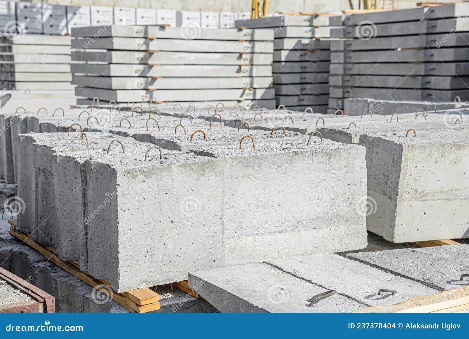 Warehouse of Concrete Foundation Blocks Fbs. Stock Photo - Image of ...