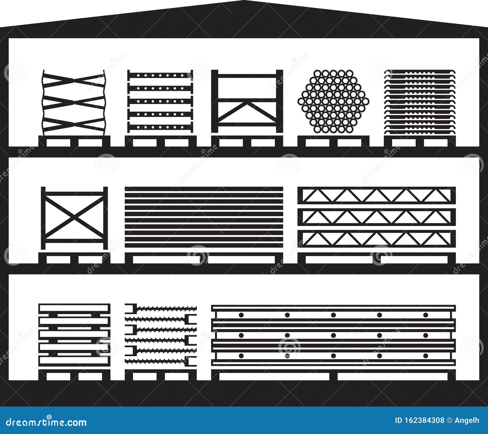 Warehouse with Construction Scaffolding Stock Vector - Illustration of ...