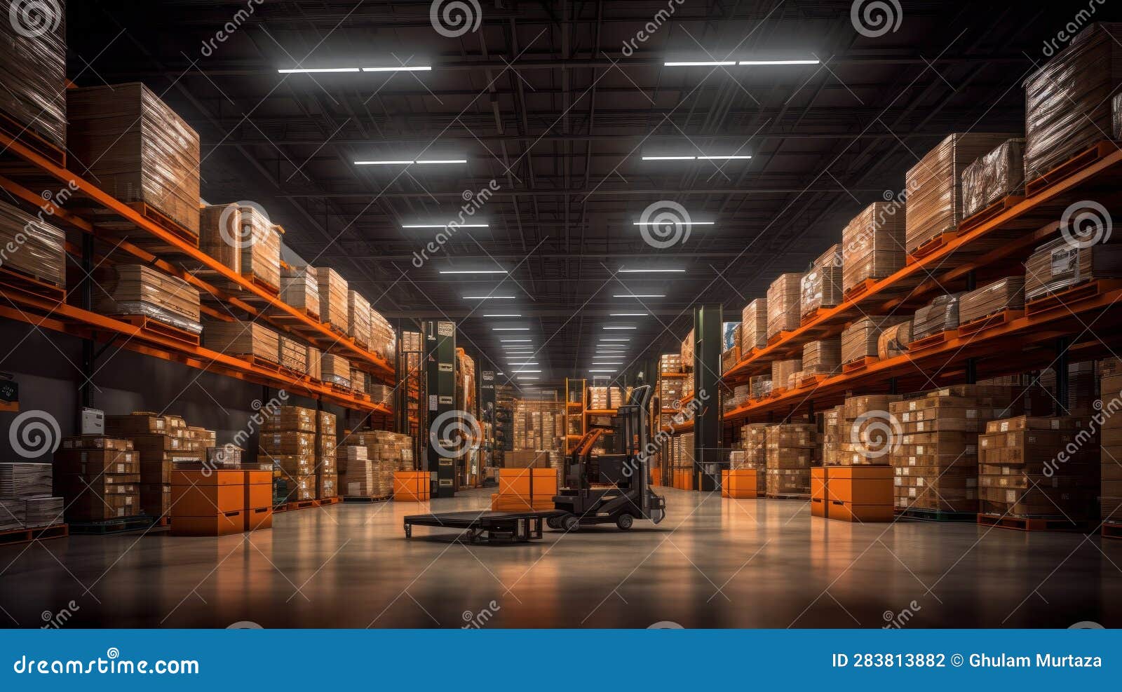 Warehouse with Containers HD Stock Illustration - Illustration of hall ...