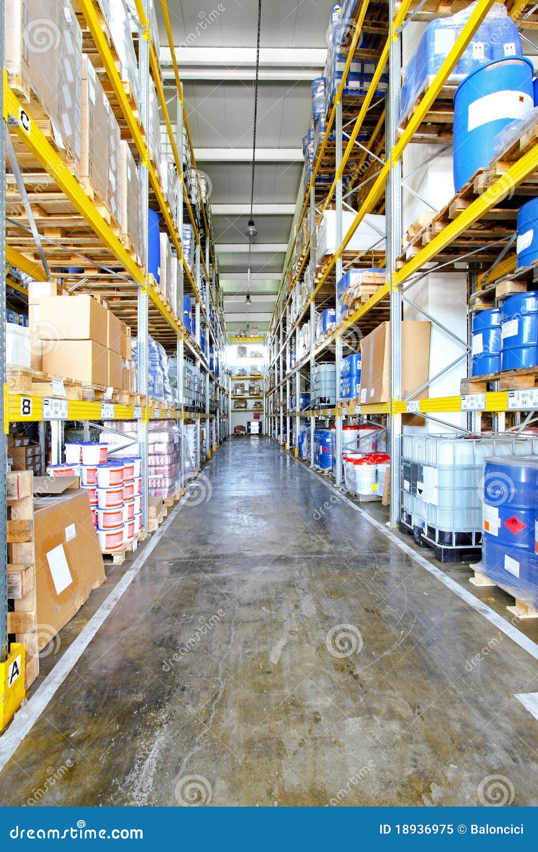 Warehouse corridor stock image. Image of logistic, distribution - 18936975