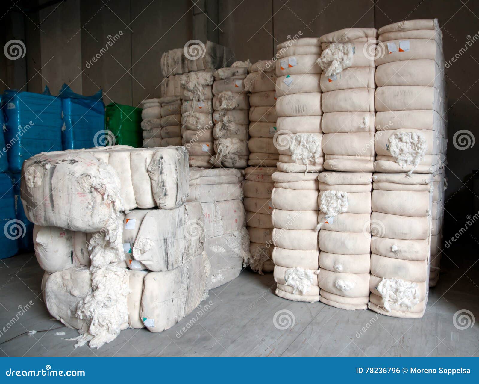 Warehouse with Cotton Bales Stock Photo - Image of nwarehouse, sacks ...