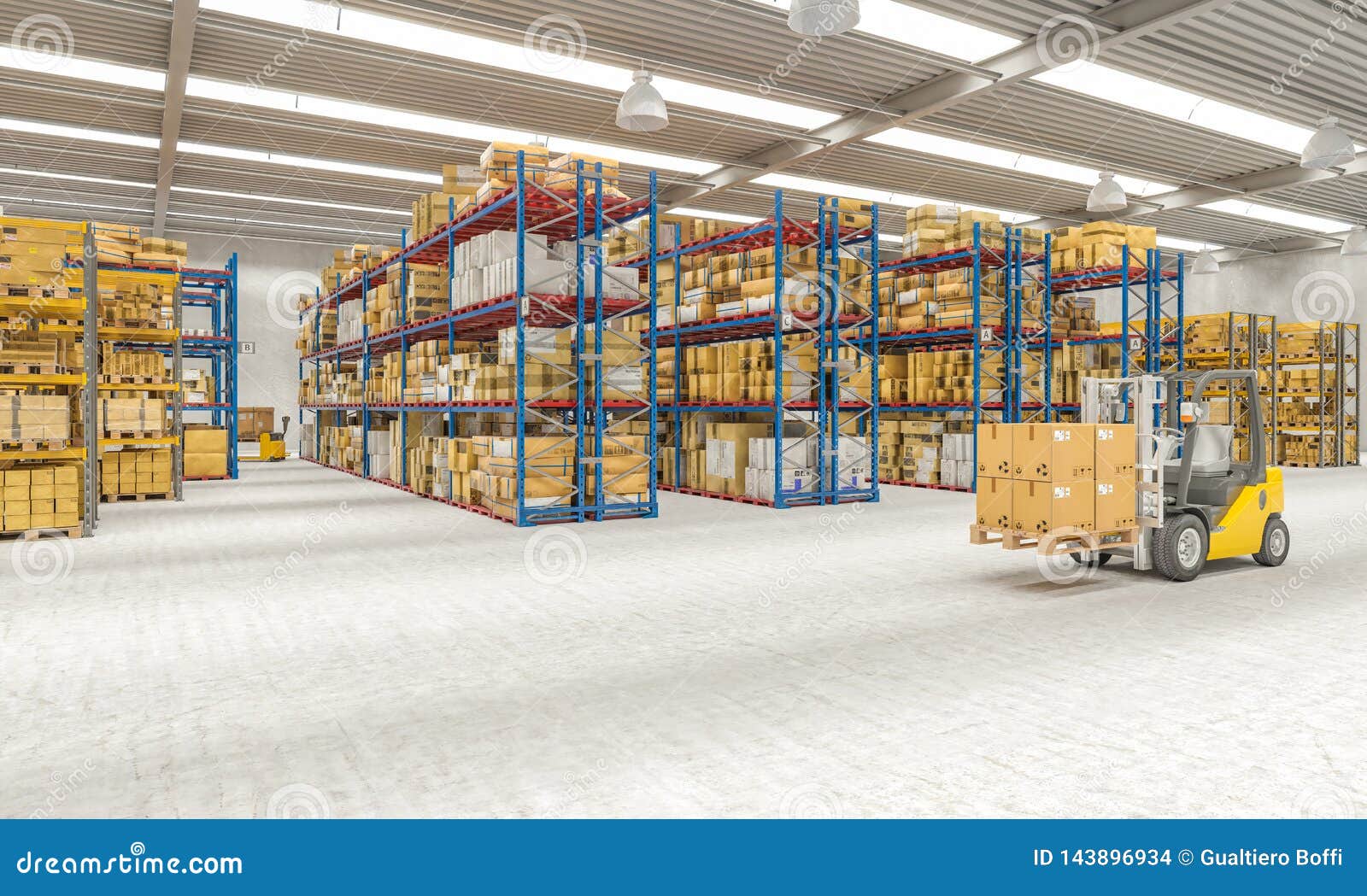 Warehouse 3d interior stock illustration. Illustration of modern ...