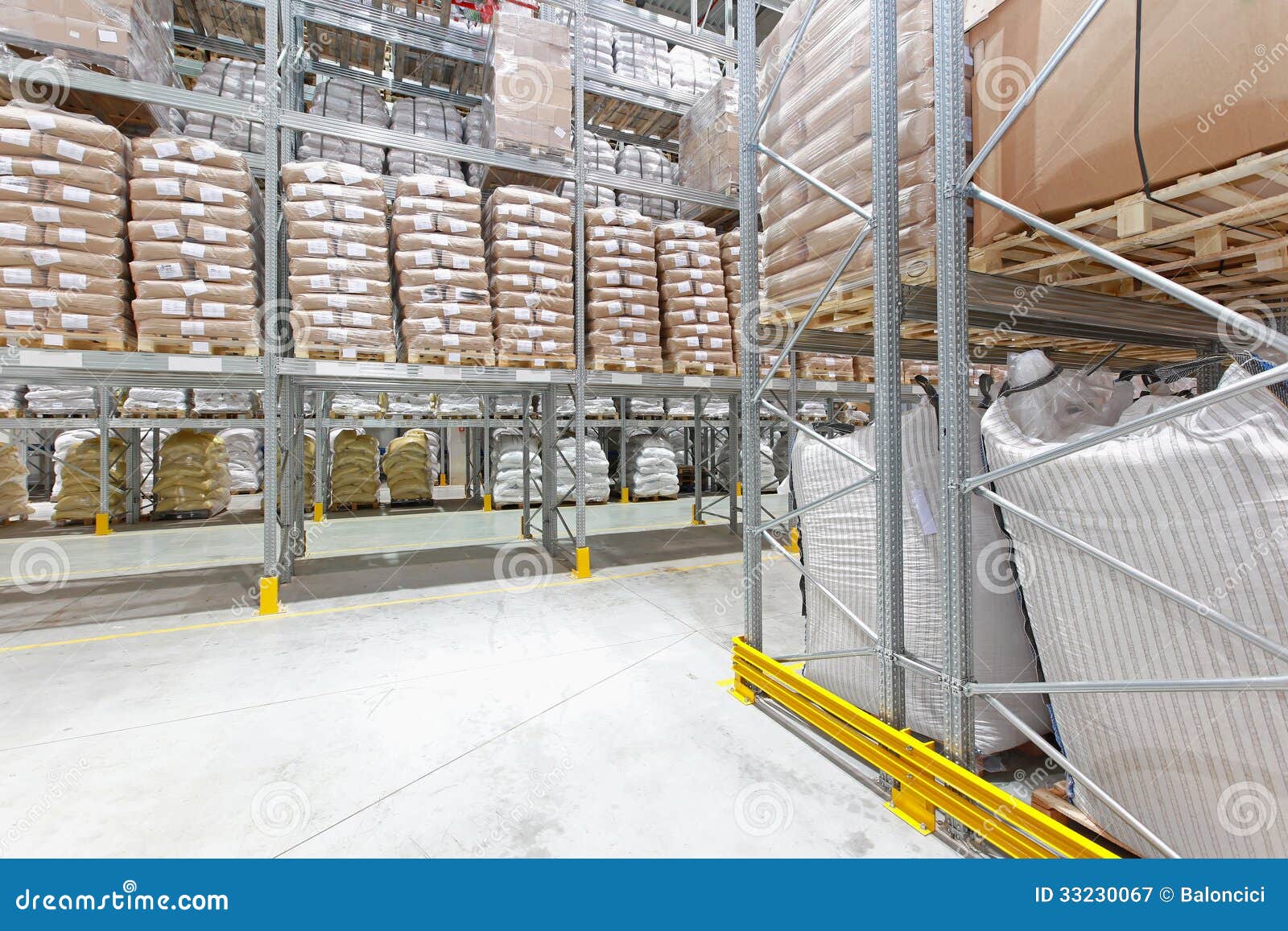 Warehouse stock image. Image of indoors, sacks, shelf - 33230067