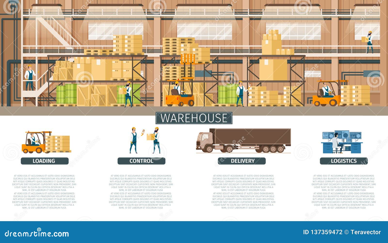 Warehouse and Distribution Service for Banner Stock Vector ...