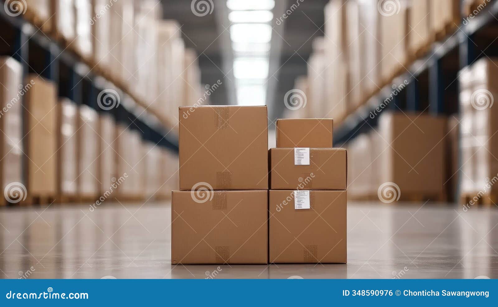 Warehouse Efficiency, Stacked Boxes, Streamlined Logistics, and ...