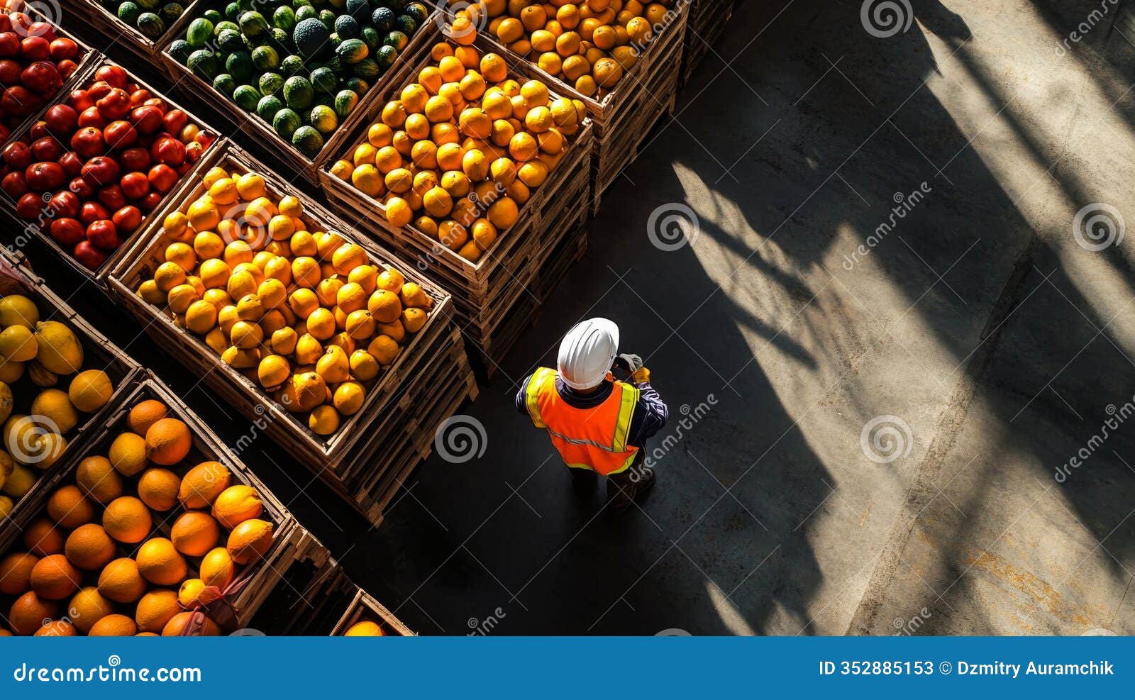 A Warehouse Employee Sorting Vegetables Symbolizing Logistics and Fresh ...
